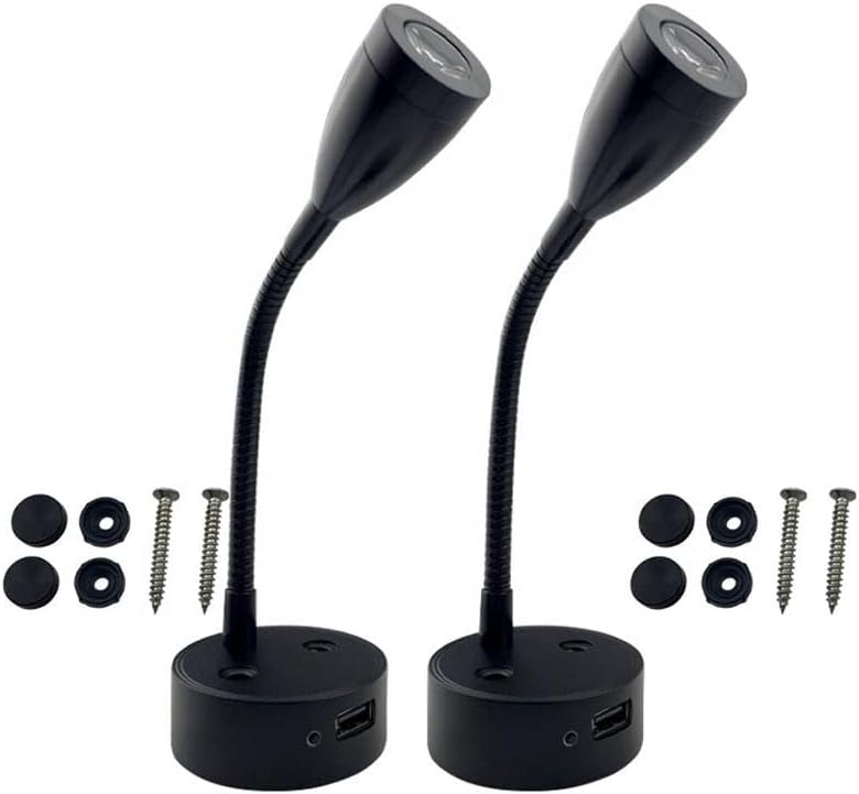 WisHomee Dimmable RV Reading Light with USB Charging Port, DC 12V RV ...