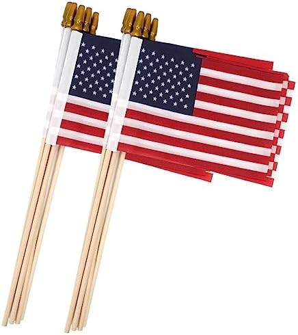 Amazon.com : Small American Flags, Pack of 20 Handheld Small US Flags on the Wooden Stick,with ...
