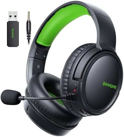 Amazon.com: BINNUNE Wireless Gaming Headset — 2.4GHz Low-Latency USB ...