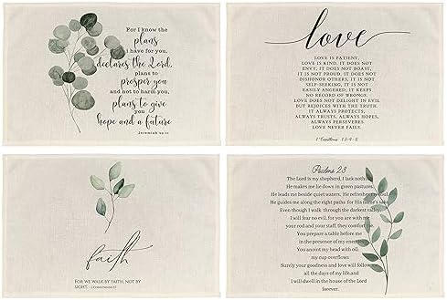 Amazon.com: GICHUGI Christian Bible Verse Placemats Set of 4,Rustic ...