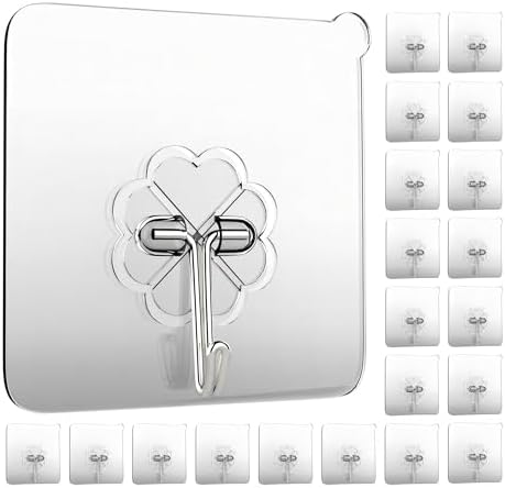 GEPUTING Wall Hooks 15kg(MAX) Heavy Duty Self Adhesive Hooks 10 Pack ...