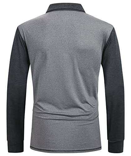 Snapklik.com : Golf Shirts For Men Long Sleeve Black And Grey Polo ...