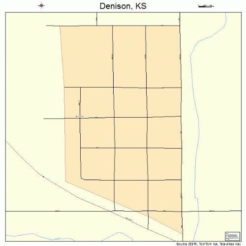 Large Street & Road Map of Denison, Kansas KS - Printed poster size wall atlas of your home town ...