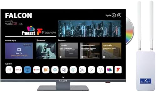 FALCON WebOS 22” SMART FHD Camping TV and Mobile booster Internet ...
