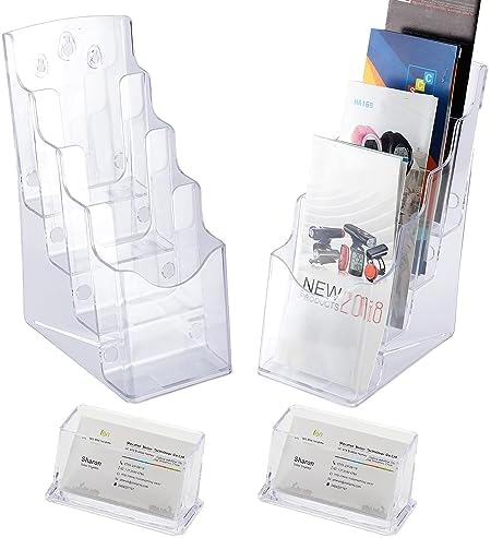 Amazon.com : 4 Pcs Acrylic Brochure Holder, 4 x9 Inches Flyer Holder, 4 ...
