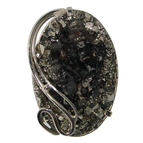 Amazon.com: Mosaic black garnet melanite pyrite ring : Handmade Products