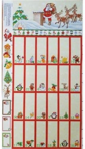 Nutex Christmas Santa Rooftop Advent Calendar Cotton Quilting Panel ...