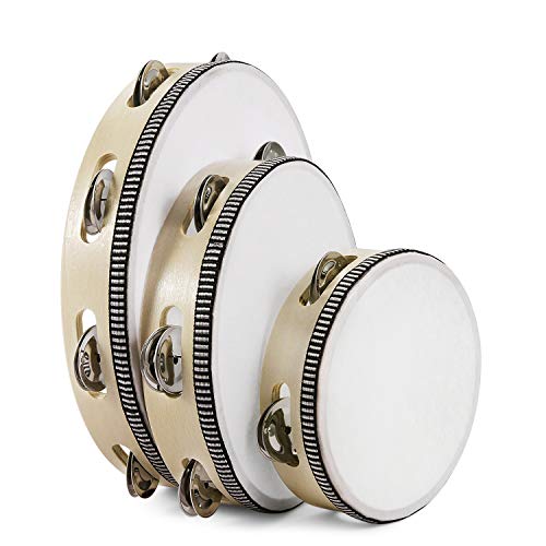 Snapklik.com : Flexzion 3 Pack Wood Handheld Tambourines - 10 + 8 + 6 ...
