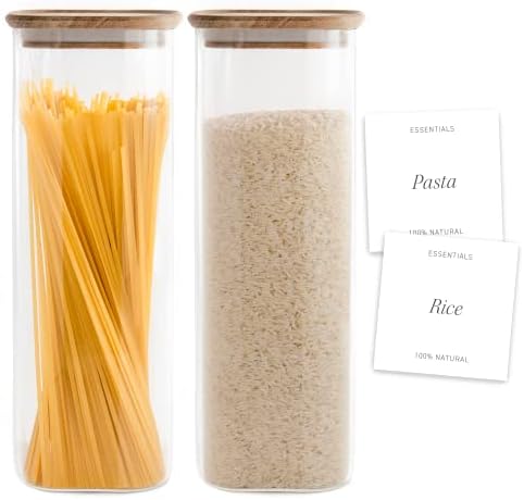 Amazon.com: Bloom & Breeze Airtight Glass Pasta Containers for Pantry ...