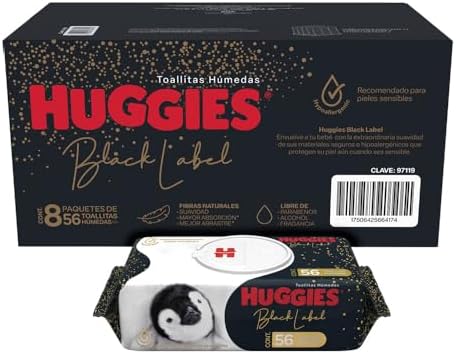 Huggies Black Label Toallitas Húmedas para Bebé, Caja con 448 piezas (8 ...