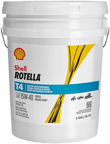 Rotella 550045128 T4 Triple Protection Motor Diesel Oil (15W-40 Pail CK ...