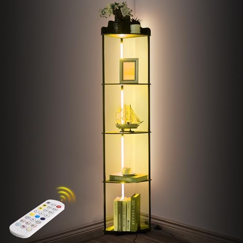 Amazon.com: Furnulem 6 Tier Corner Shelf with LED Light, 67.5” Tall ...