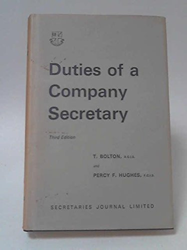 Duties of a Company Secretary: Tom Bolton: 9780950524900: Amazon.com: Books