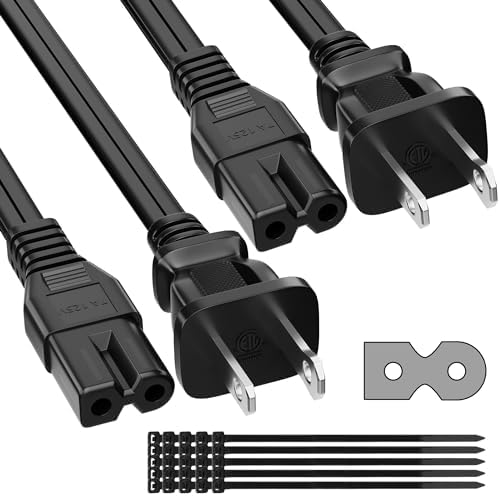 Amazon.com: 2 Prong AC Power Cord 6 FT (2-Pack), Polarized Cable for ...