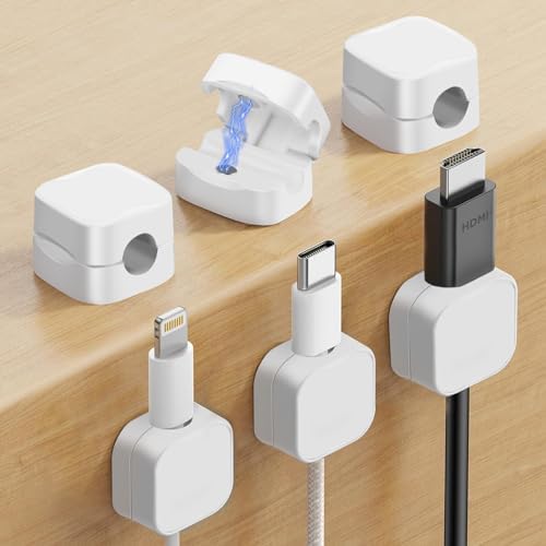 6 Pieces Magnetic Cable Holder, Adhesive ABS Cable Holders, Charger ...