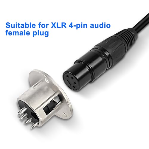 MEIRIYFA 4 Pin XLR Male Socket Panel Mount Connector Microphone Audio ...