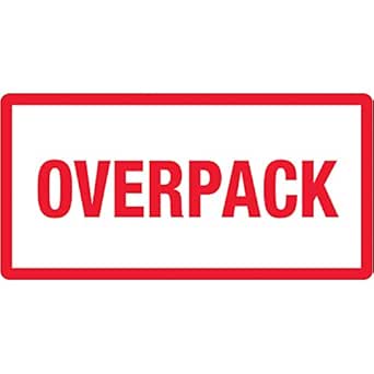 "Overpack" Labels/Stickers, 3" x 6", Red/White, 500 Labels Per Roll (1 ...
