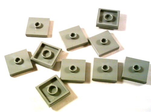 LEGO Tile 2x2 10 Pieces Studs Centre Button in New Light Grey Toys ...