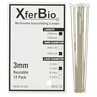 Hall Bio 603-12 3mm x 100mm Reusable Inoculating Loops, Nichrome A (12 ...