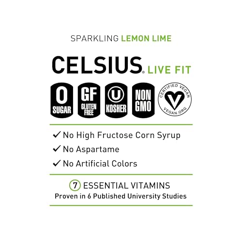CELSIUS Sparkling Lemon Lime, Functional Energy Drink, 12 Fl Oz (Pack ...
