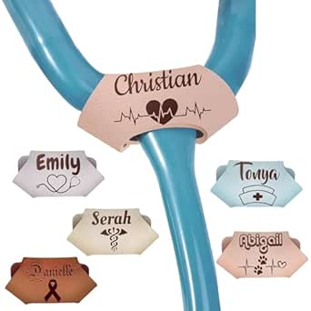 Personalized Stethoscope Leather Engraved Name ID Tag Badge Custom ...