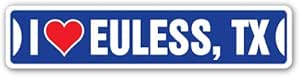 Amazon.com: I Love Euless, Texas Street Sign tx City State us Wall Road ...