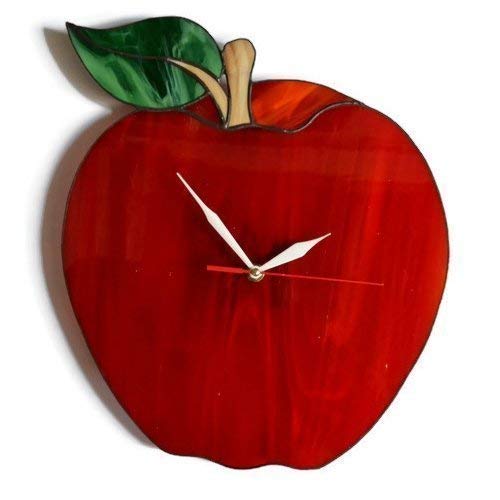 Amazon.com: Large Red Apple Wall Clock Battery Operated 14 x 12 Inch ...