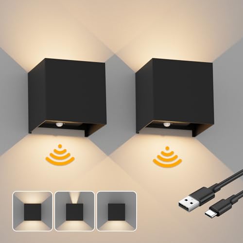 Coinmit 2 Pack Modern LED Battery Wall Lights with Motion Sensor, LED ...