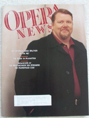 Opera News Magazine. April 11, 1998. Single Issue Magazine. Volume 62 ...