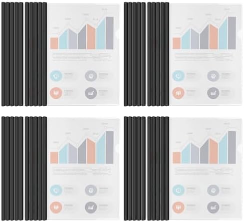 Binditek 40 Pack Clear Report Covers with Sliding Bars, Black, 5mm ...