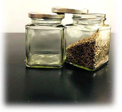 Buy Kanch Glassware Antibacterial Transparent Square Glass Jar | 250 ml ...