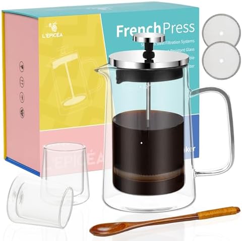 Amazon.com: Kaffe Glass French Press Coffee Maker (27oz / 0.8L ...