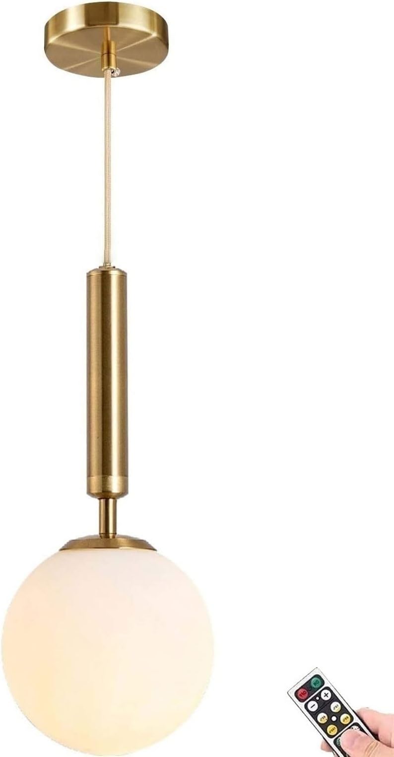 ZOBRO Wireless Battery Operated Pendant with Remote & Dimmable Bulb ...