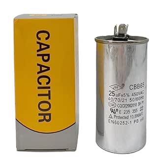 JUNZHIDA 25uF 25 MFD 370VAC 440VAC 450VAC 50/60Hz CBB65 C65R Run Start Capacitor for AC Unit Fan ...