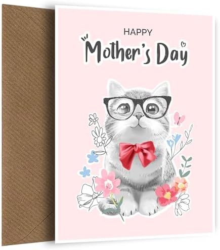 Cat Kitten Art Mothers Day Square Card (Design 3) : Amazon.co.uk ...
