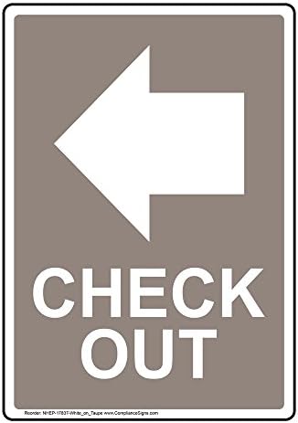 Amazon.com: ComplianceSigns.com Vertical Check Out Left Sign, 10x7 inch ...