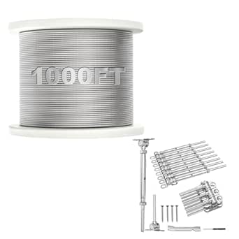 BLIKA 1000FT 1/8" Deck Railing Cable and 10 Pack Adjustable Angle 1/8 ...