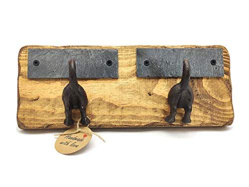 Personalised Dog lead Hooks/name sign/plaques for two! Handmade the ...