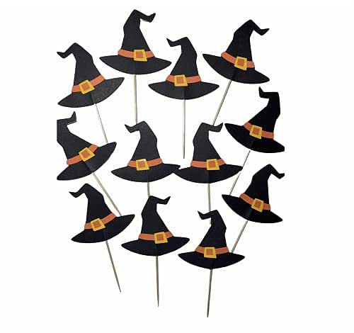 Amazon.com: Witch hat cupcake toppers, Halloween cupcake toppers, Witch ...