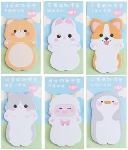 Amazon.com : MINGSEECESS 6 Packs Cute Animal Cartoon Sticky Notes Self ...
