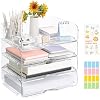 4 Pcs Paper Organizer Letter Tray for Desk, Stackable Clear File ...