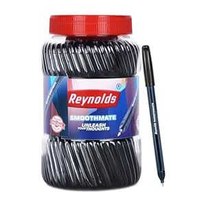 Reynolds SMOOTHMATE Ball Pen SET - 50 BLACK PENS WITH COMFORTABLE GRIP ...