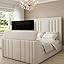 Ottoman Gas Lift TV Bed Frame – Upholstered Plush Velvet Storage Bed ...