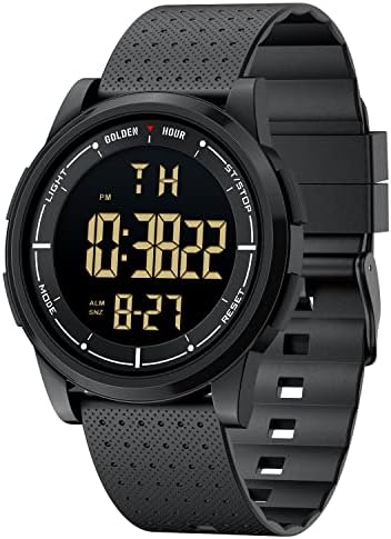 YUINK Mens Watch Ultra-Thin Digital Sports Watch Waterproof Stainless ...