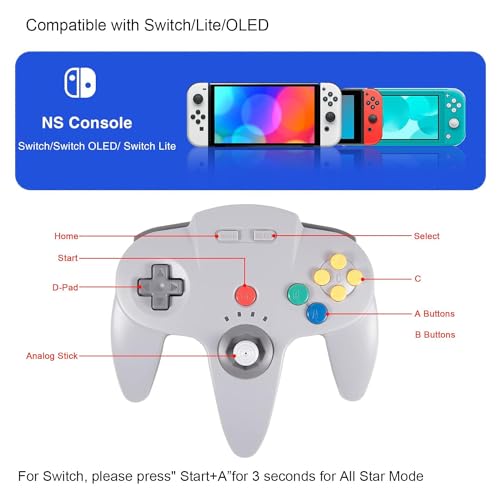 Snapklik.com : KIWITATA N64 Wireless USB Controller For Switch, 24ghz ...