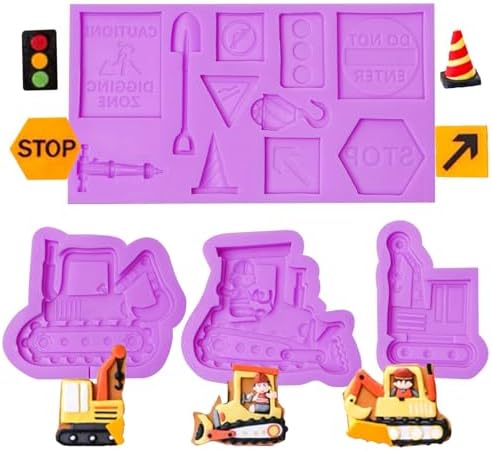 Amazon.com: 4 Pcs Excavator Chocolate Molds, Construction Site Crane ...