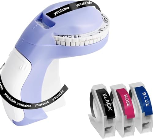 Amazon.com: YOULABLE Purple Embossing Label Maker with 3 Label Tapes ...