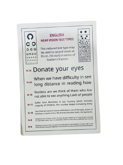 G-Matronix Jaggers Near Vision Chart for Eye Test (Pack of 1) : Amazon ...