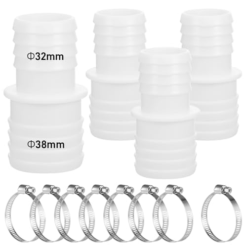 Zocipro 4Pcs Pool Hose Connector 32 to 38 mm with 8 Metal Clamps ...