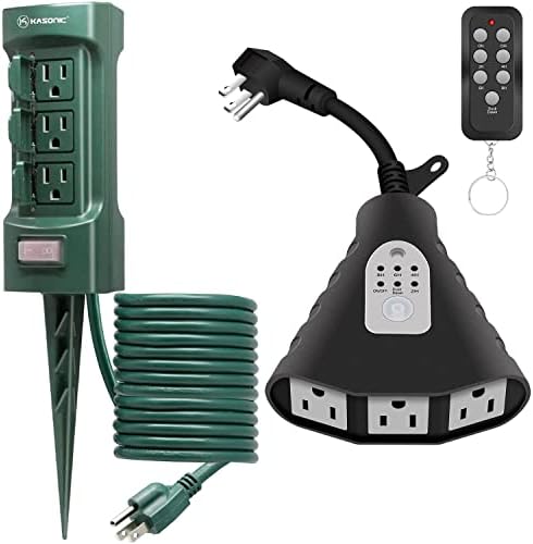 K KASONIC Outdoor Power Stake, 6-Outlet 9 ft Extension Cord Power Strip ...